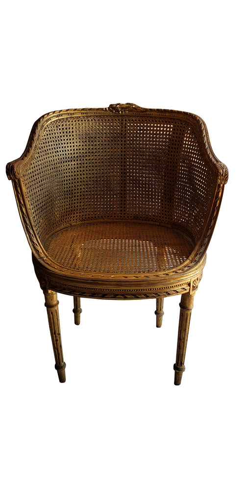 Antique Rattan Tub Chairs - Pair - Gold – Luxe Furniture Inc