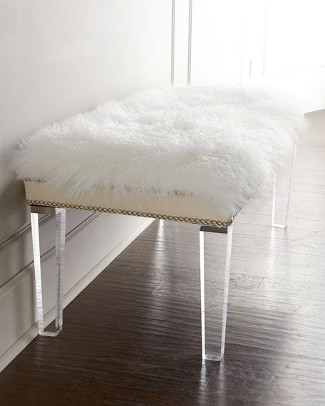 LUXE Mongolian Sheepskin Bench - 40" - White, Grey, Beige, Brown – Luxe ...