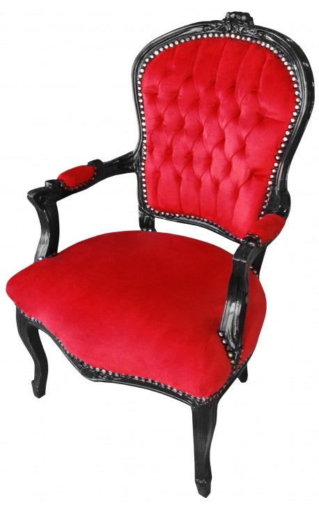 Baroque Armchair - Red Velvet on Black – Luxe Furniture Inc
