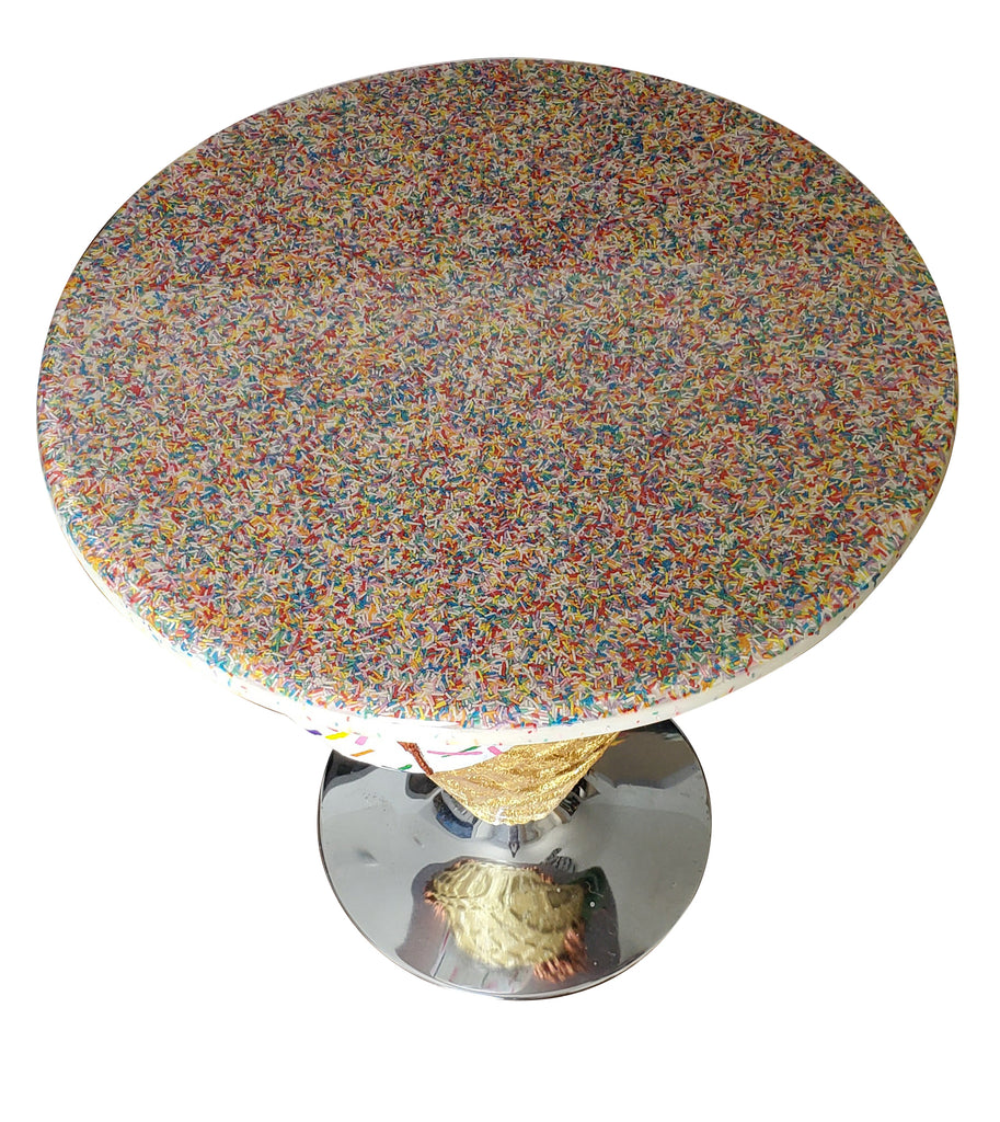 Bespoke Ice Cream Table with Vintage Lucite Swivel Stools – Luxe ...