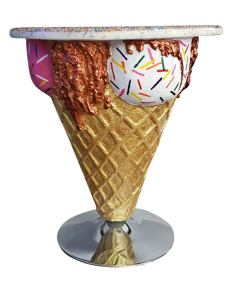 Bespoke Ice Cream Table with Vintage Lucite Swivel Stools – Luxe ...