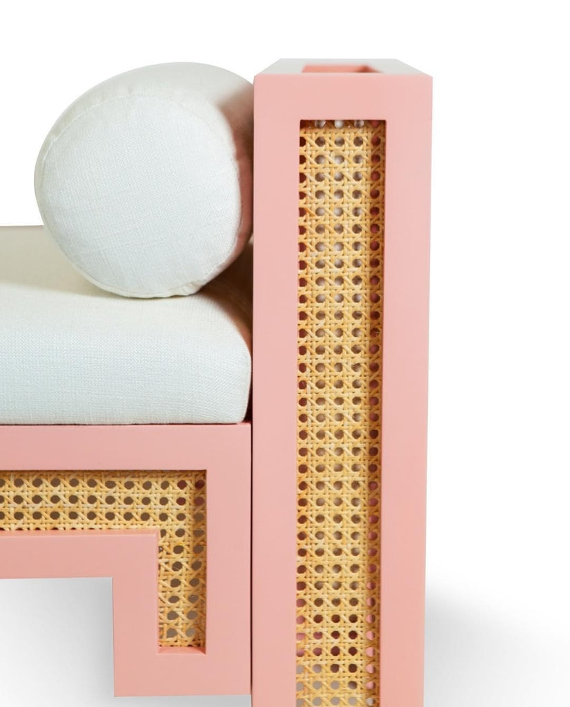 Alexandra Bench - White Linen Upholstery – Luxe Furniture Inc