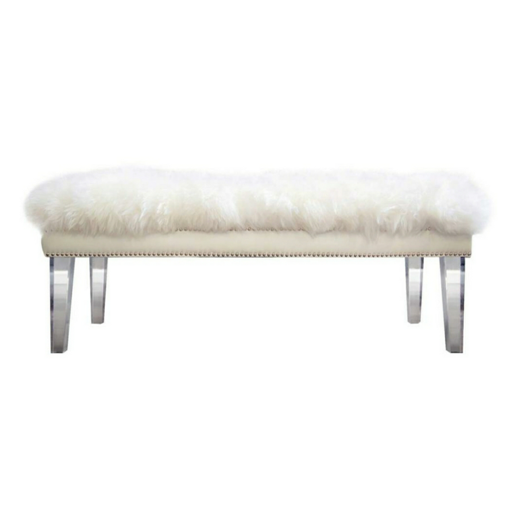 Sheepskin Bench - 48" - Choice of Color – Luxe Furniture Inc