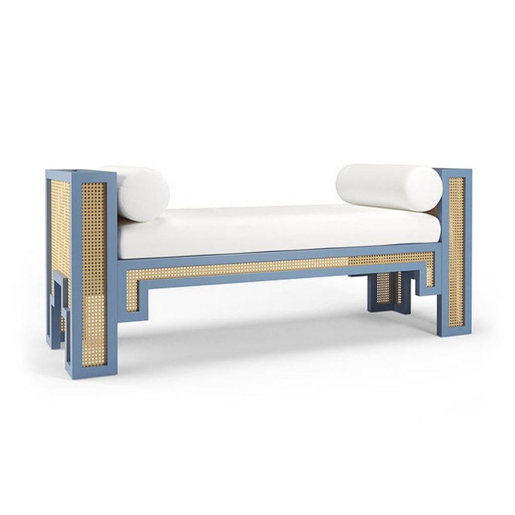 Alexandra Bench - White Linen Upholstery – Luxe Furniture Inc